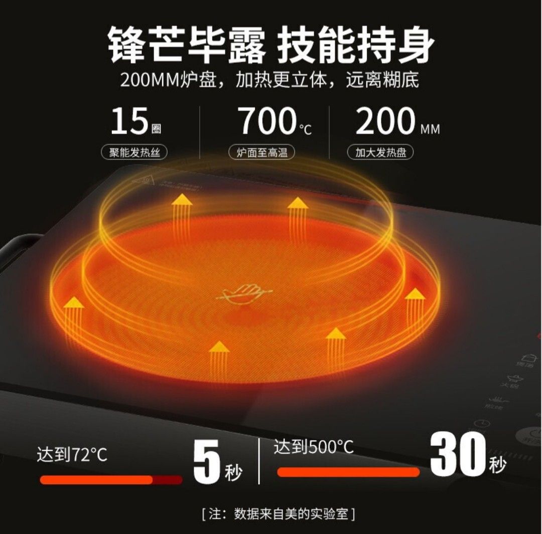 Midea ceramic induction cooker hob with handle knob portable for hotpot ...