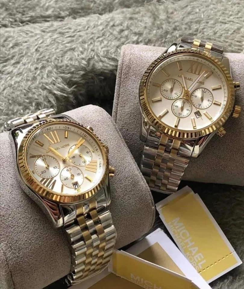 MK COUPLE TWO TONE LEXINGTON DIAL AUTHENTIC WATCH, Women's Fashion ...