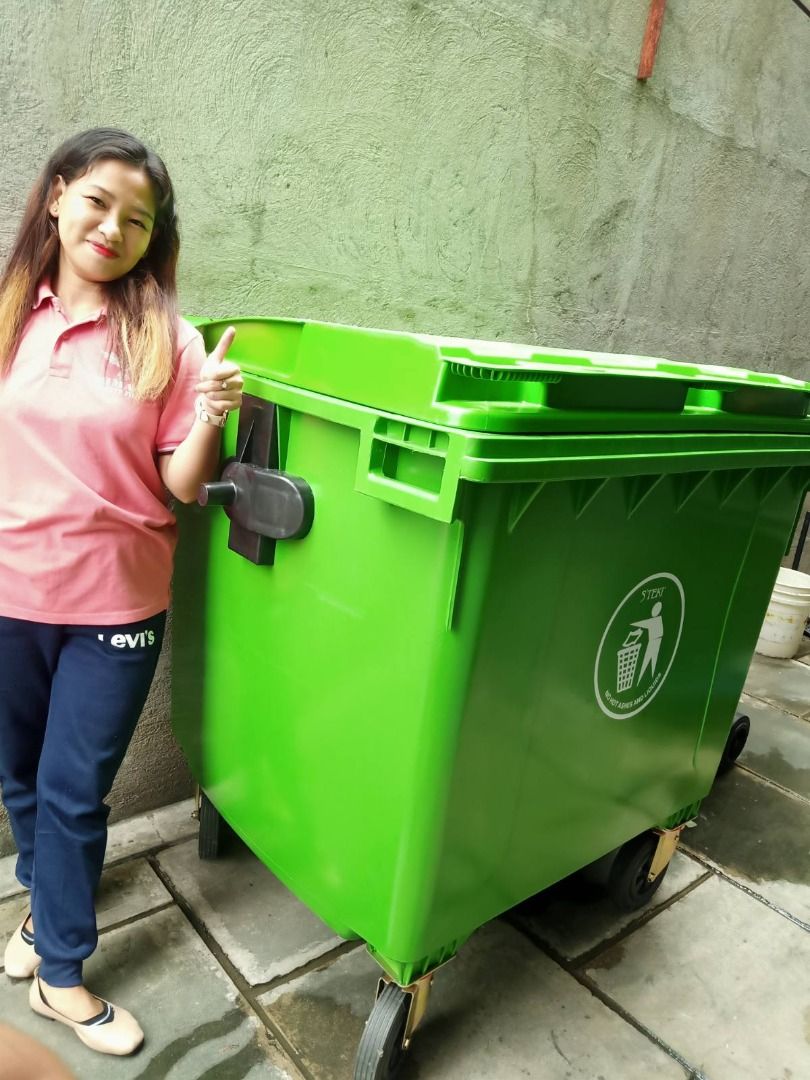 MOBILE TRASH BIN WITH WHEELS, Furniture & Home Living, Cleaning ...