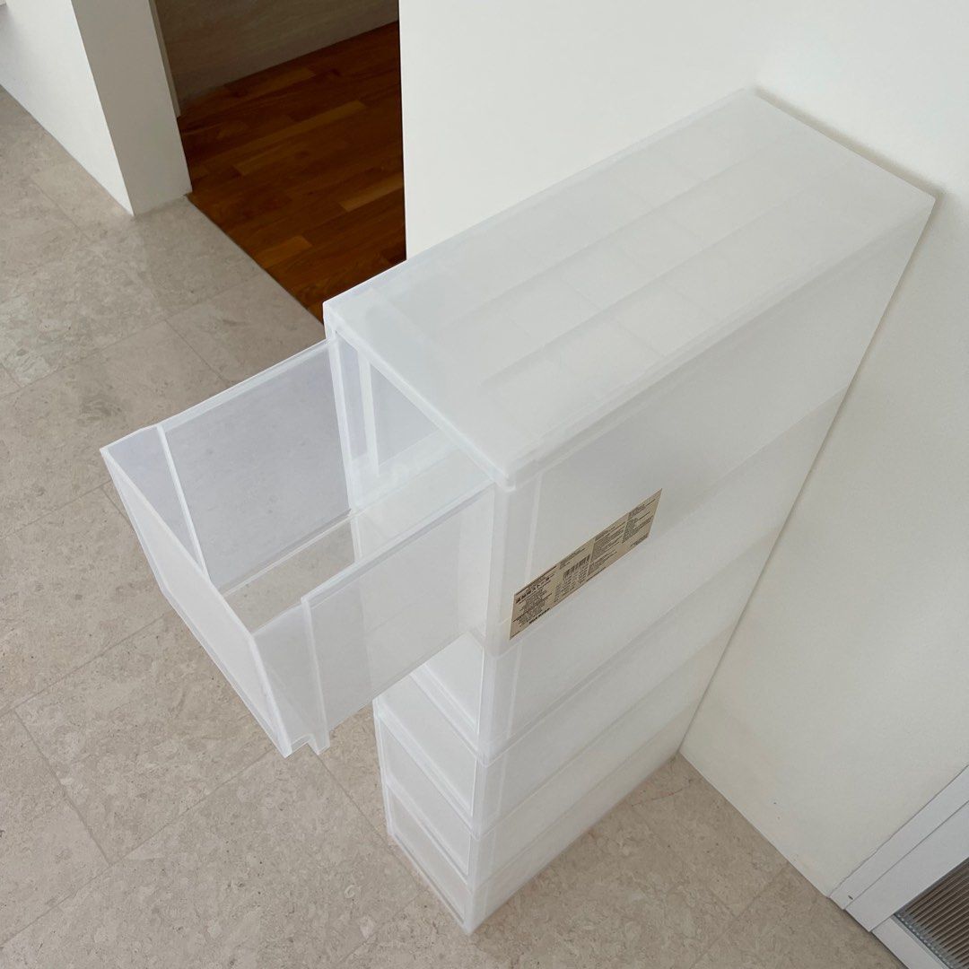 Muji Polypropylene Storage Drawer, W18xD40xH104cm, Furniture & Home ...
