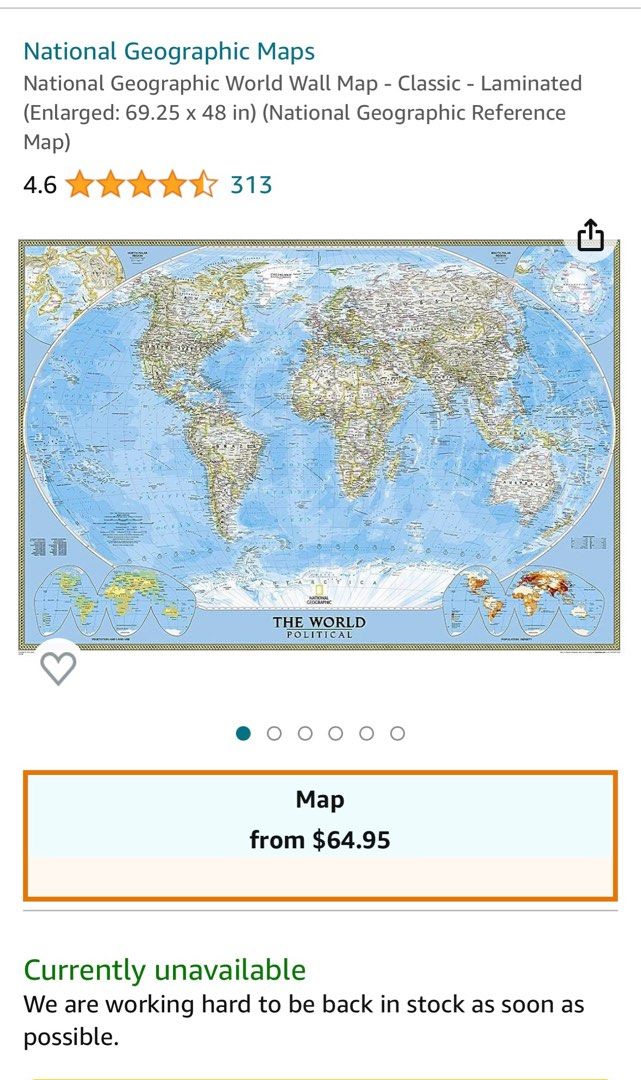 National Geographic World Map, Furniture & Home Living, Home Decor, Frames & Pictures on Carousell