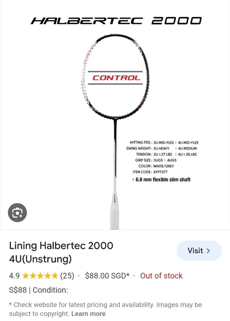 New Li Ning Badminton racket model - Halbertec 2000, Sports Equipment ...
