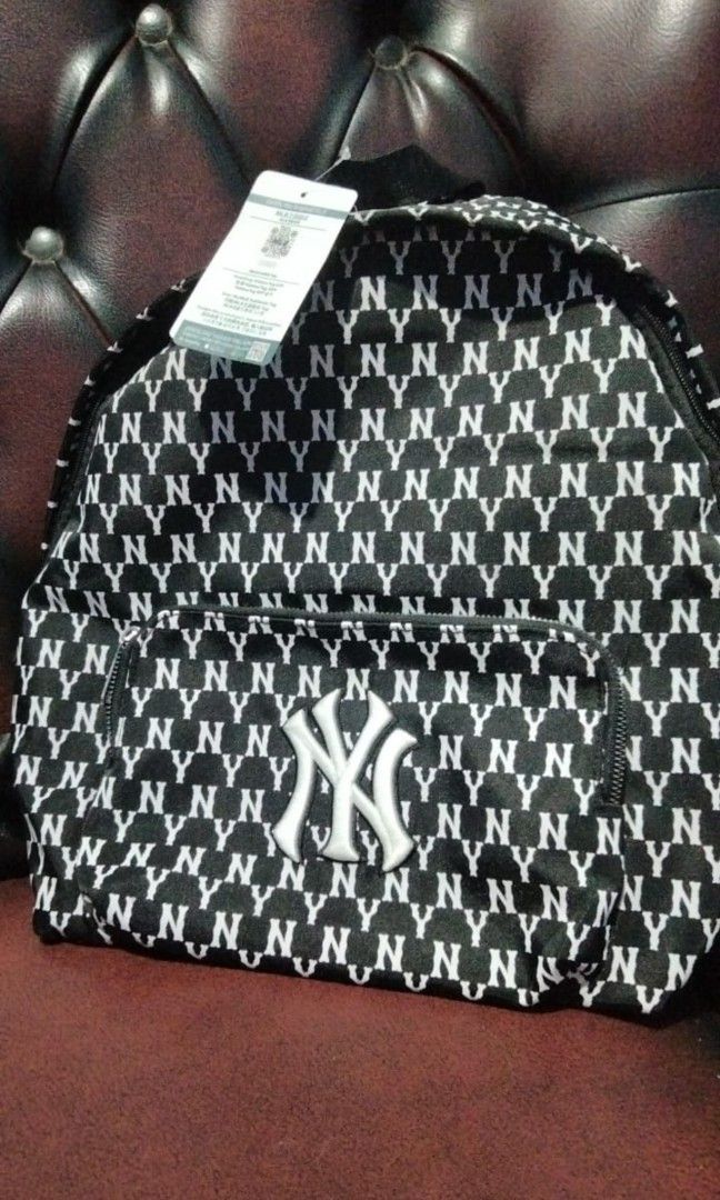 NY Yankees Monogram Backpack Black, Fesyen Wanita, Tas & Dompet di ...