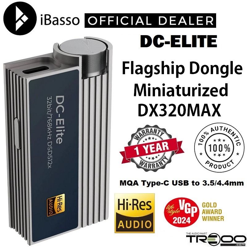 [Official] iBasso DC-Elite MQA Type-C USB to 3.5/4.4mm Balanced DAC & Heaphone Amplifier Adapter ...