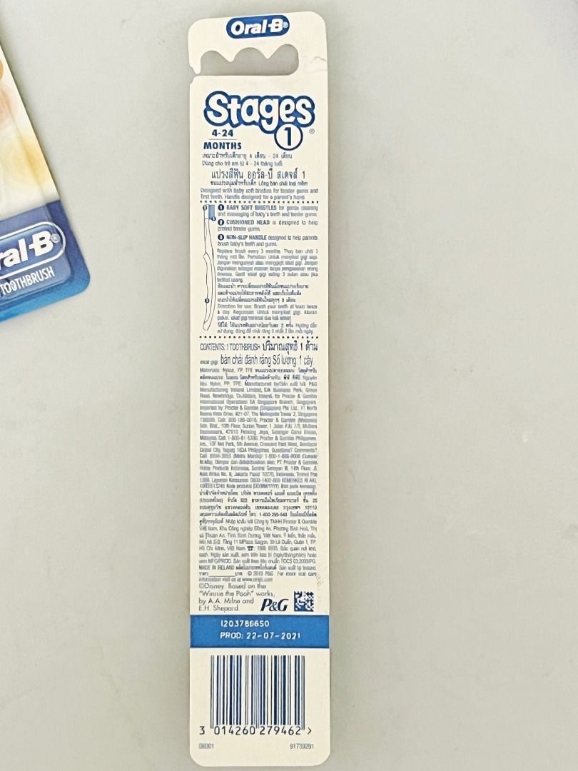 Oral-B Stages 1 Baby Soft Toothbrush, Babies & Kids, Bathing & Changing ...