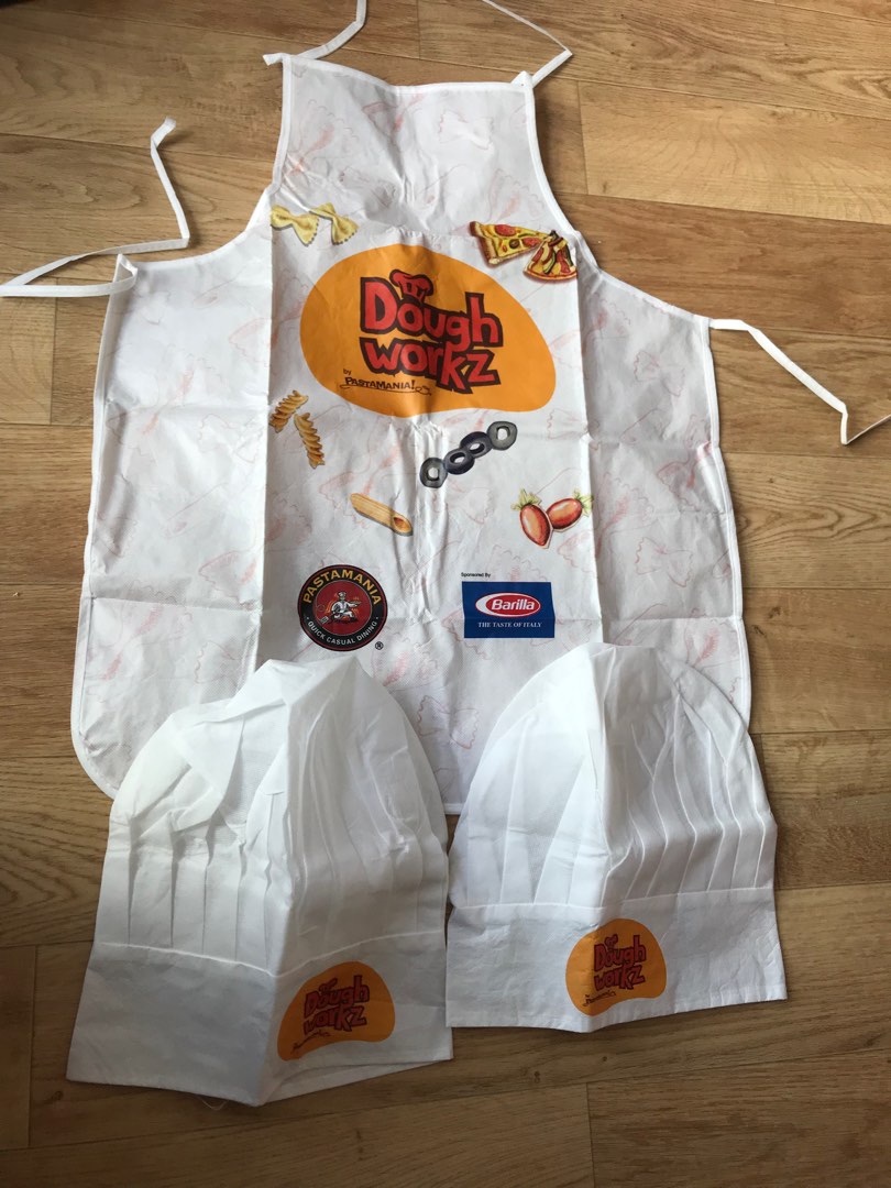 Pasta Mania Chef hats and apron, Babies & Kids, Babies & Kids Fashion ...