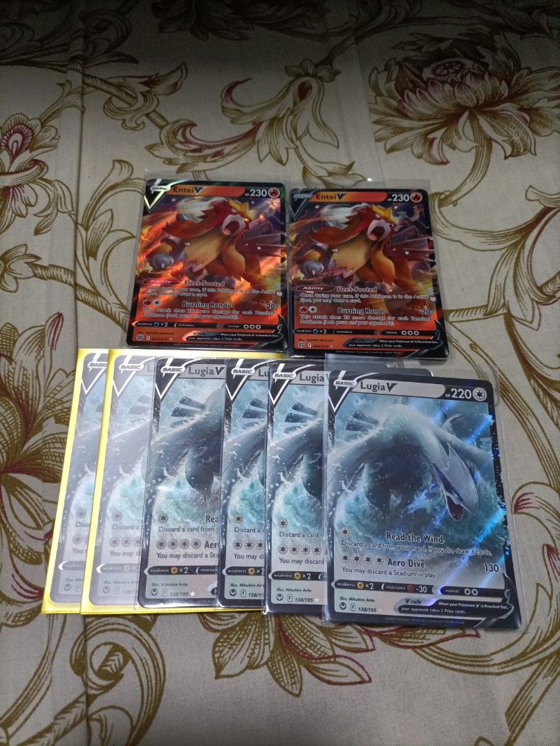 Pokemon Entei V & Lugia V Cards Brilliant Stars 022/172 138/195 ...