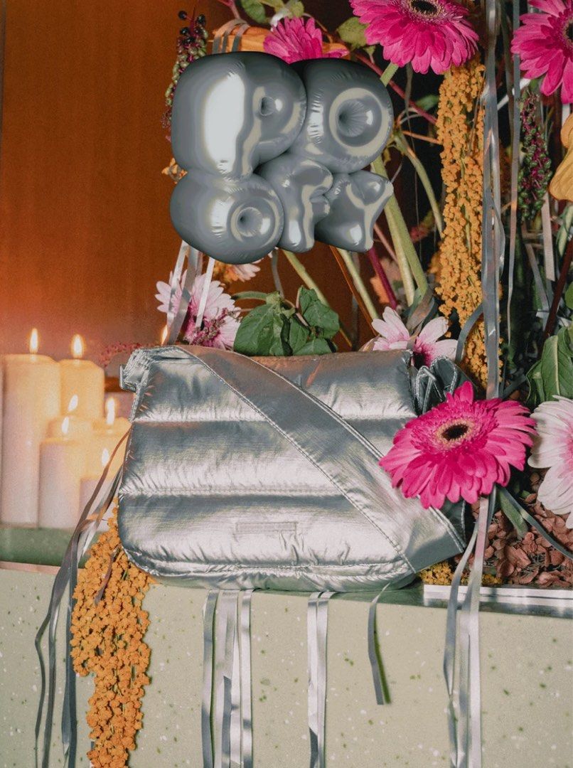 Beyond the Vines Metallic Poofy Bag, Women's Fashion, Bags & Wallets ...