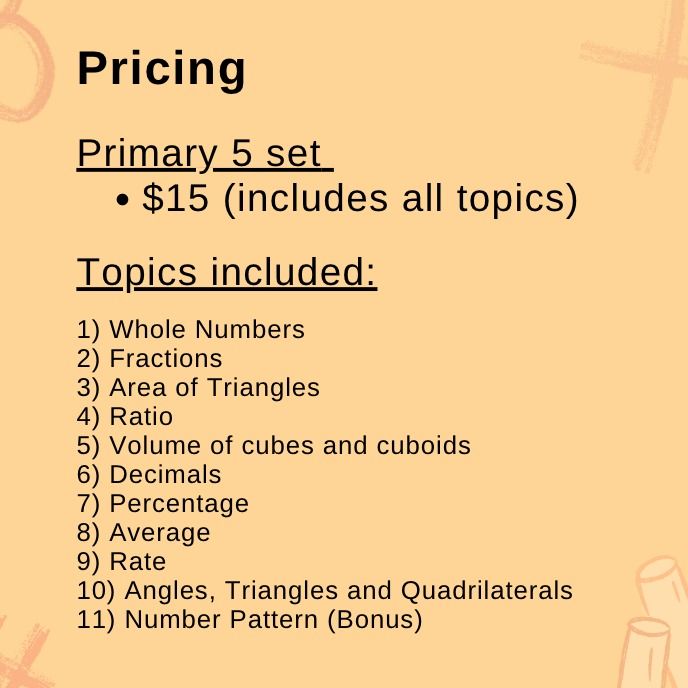 Primary 4/ Primary 5 Math ; P4/P5 Mathematics Topical Worksheets and ...