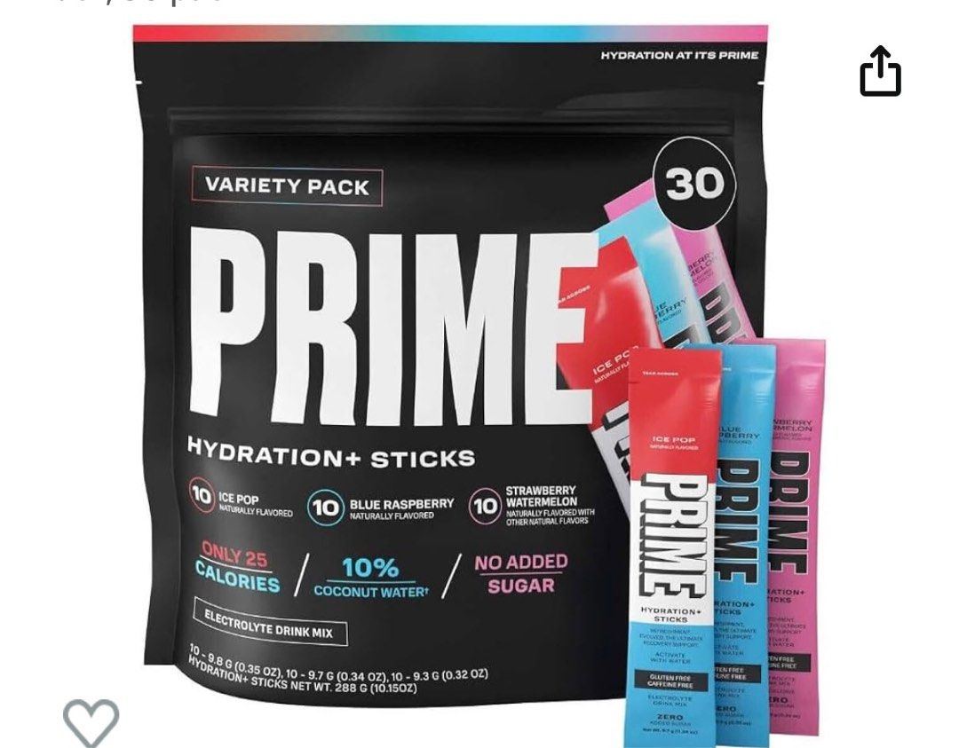Prime hydration stick 30, Health & Nutrition, Health Supplements ...