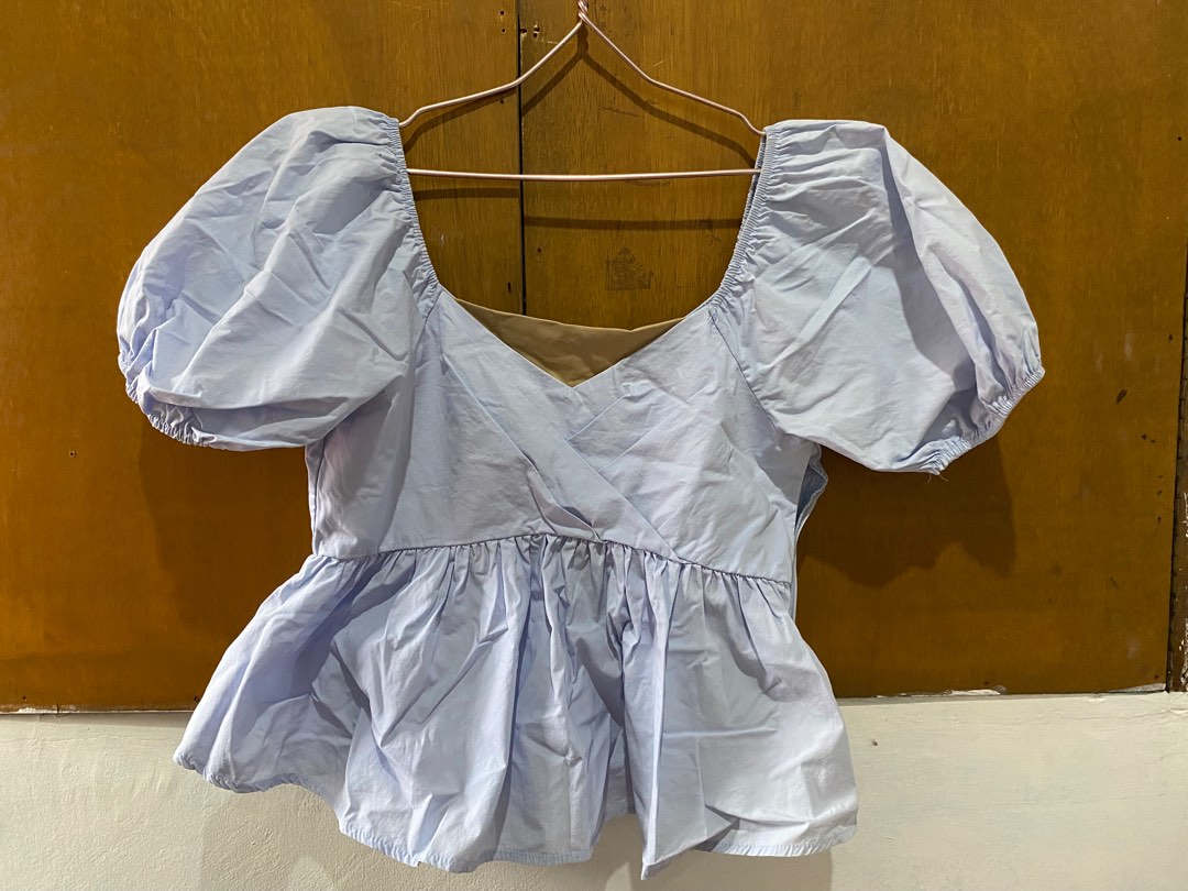 Puff sleeve top (chalis fabric), Women's Fashion, Tops, Blouses on ...