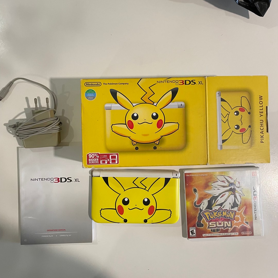 Rare Limited Edition Nintendo Pikachu 3DS XL Pokemon + Pokemon Sun 3DS ...