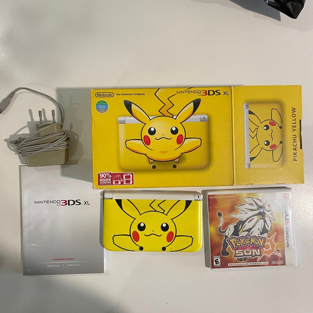 Rare Limited Edition Nintendo Pikachu 3DS XL Pokemon + Pokemon Sun 3DS ...