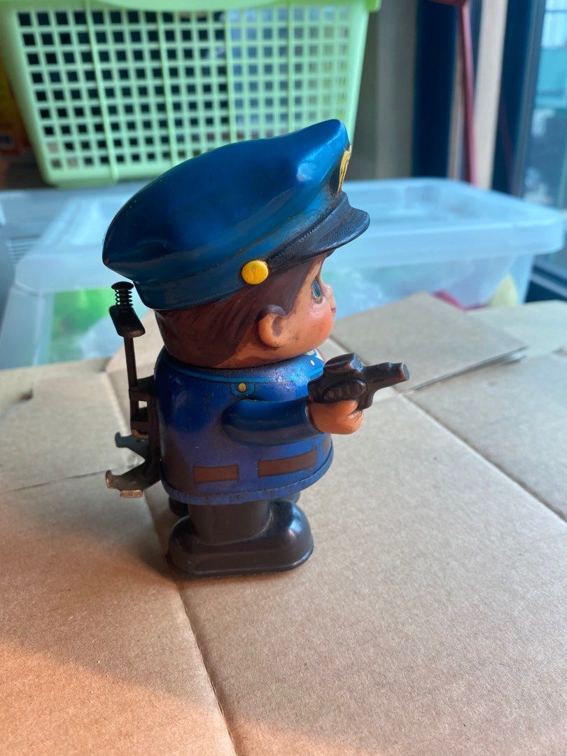 Rare vintage battery powered Police Officer Cop tin toy car made in ...
