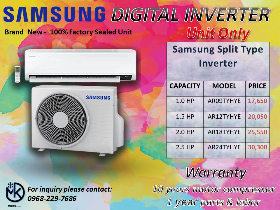 Samsung Digital Inverter Split Type Aircon 1 0 Hp 1 5 Hp 2 0 Hp 2 5 Hp