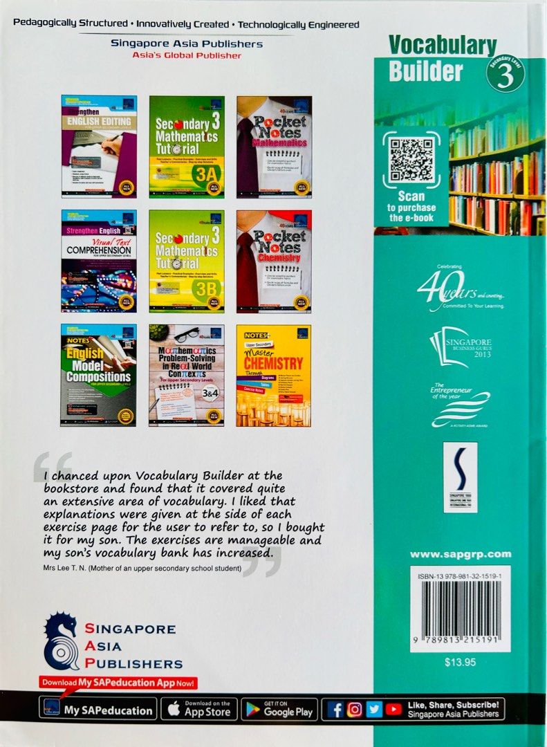 SAP English Vocabulary Builder Secondary 3, Hobbies & Toys, Books ...