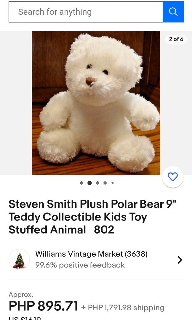 STEVEN SMITH BRAND WHITE POLAR BEAR PLUSH, Hobbies & Toys, Toys & Games ...