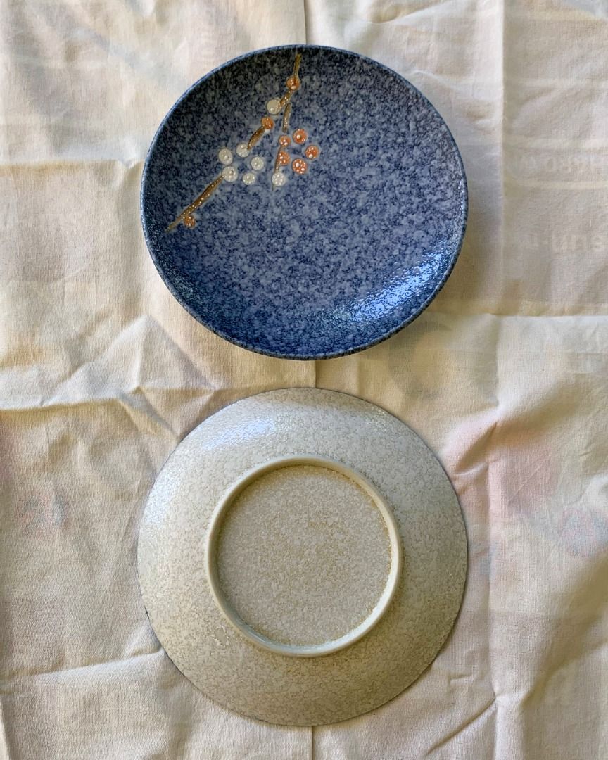 Textured Blue Japanese Plates Set, Furniture & Home Living, Kitchenware ...