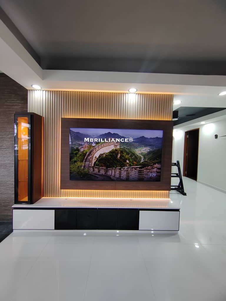 TV Console fluted wall panel feature wall, Furniture & Home Living ...