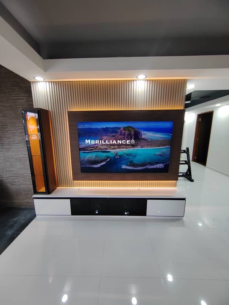 TV Console fluted wall panel feature wall, Furniture & Home Living ...