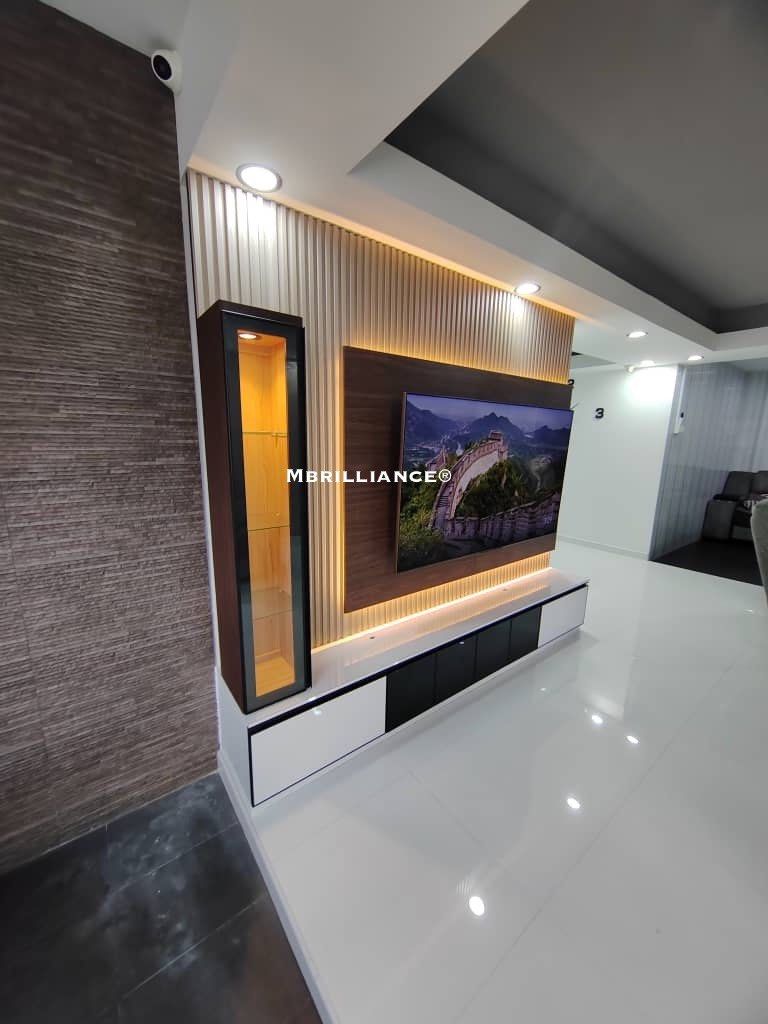 TV Console fluted wall panel feature wall, Furniture & Home Living ...