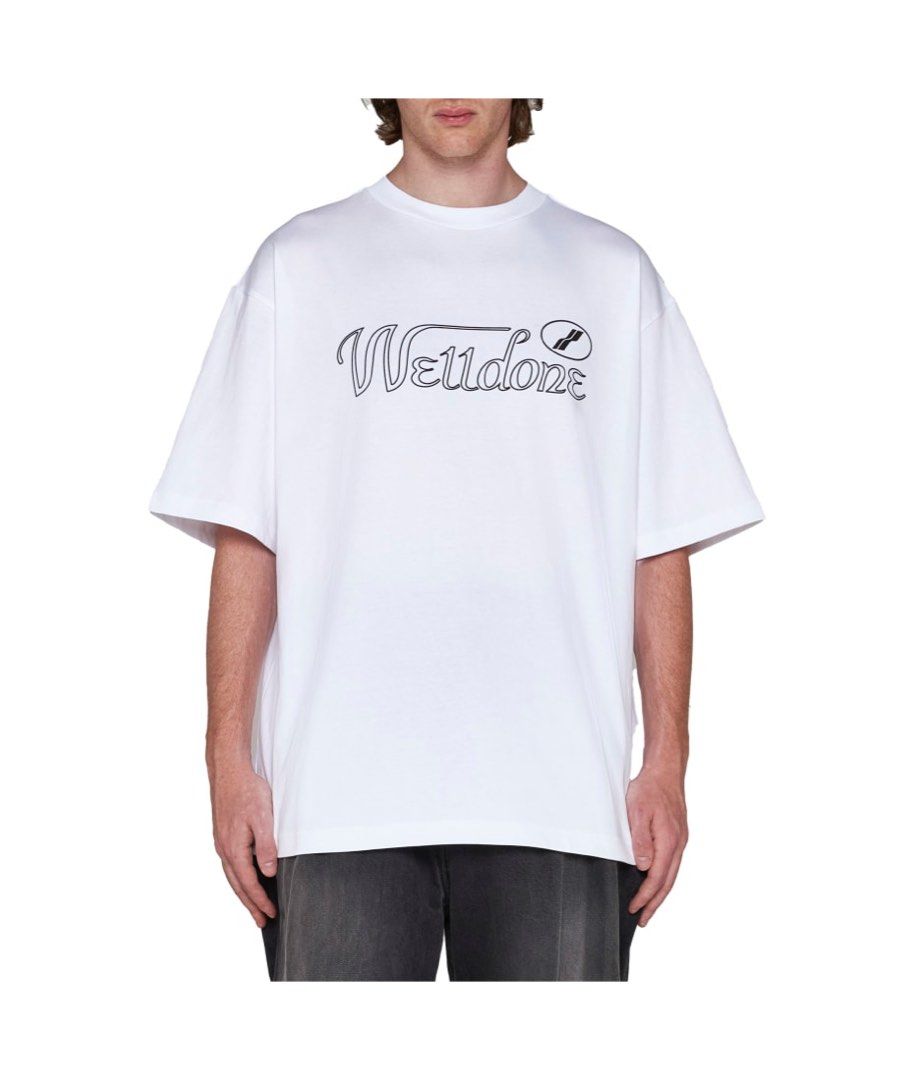 WE11DONE TRACK WHITE CURSIVE SYMBOL TSHIRT, Men's Fashion, Tops & Sets ...