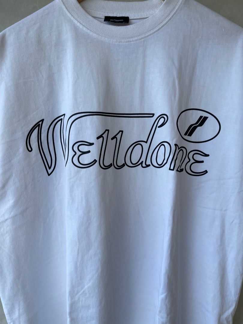 WE11DONE TRACK WHITE CURSIVE SYMBOL TSHIRT, Men's Fashion, Tops & Sets ...