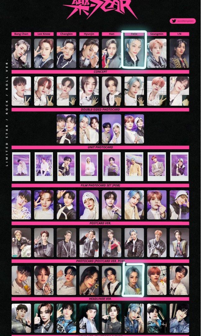 WTT/WTS skz rockstar 5 star maxident pcs hyunjin leeknow han felix ...