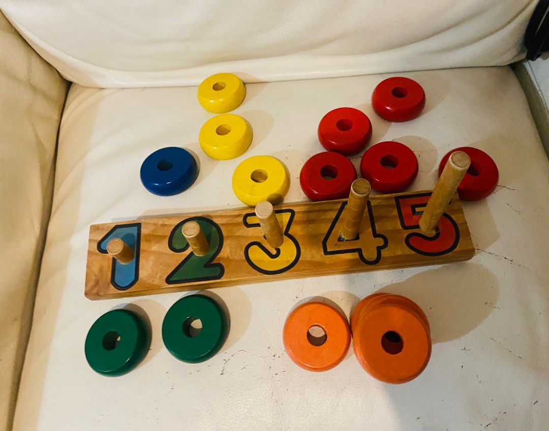 幼兒 木製 早教 數學 形狀 玩具 numbers wooden counting toys, 兒童＆孕婦用品, 嬰兒玩具 - Carousell