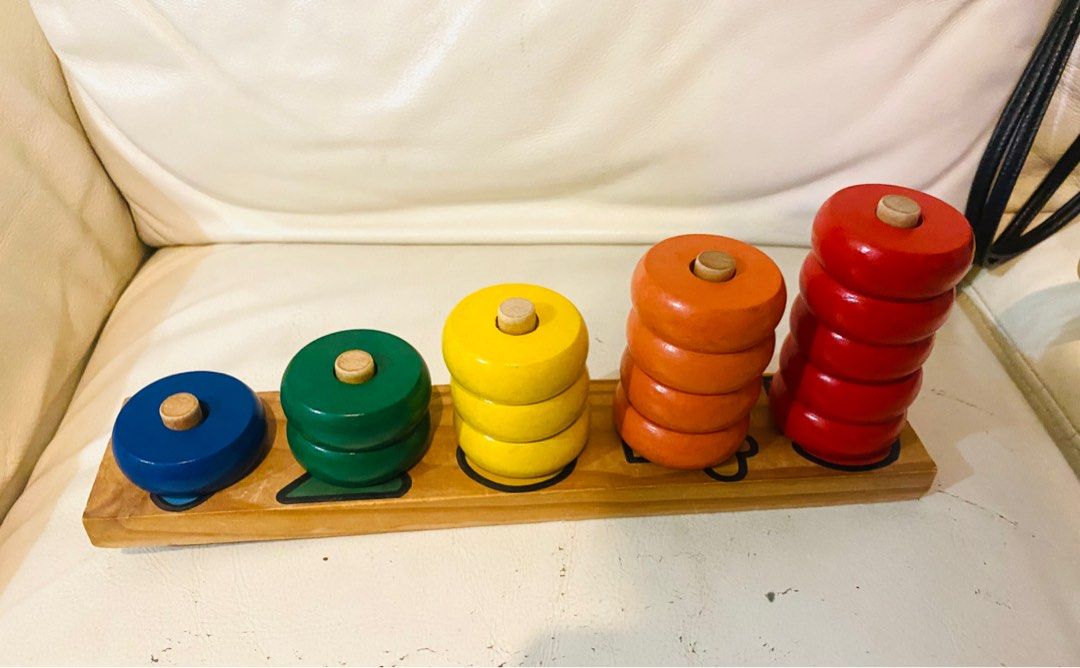 幼兒 木製 早教 數學 形狀 玩具 numbers wooden counting toys, 兒童＆孕婦用品, 嬰兒玩具 - Carousell