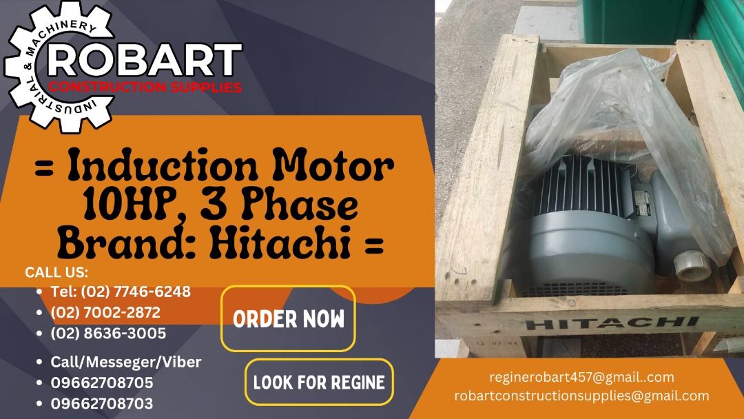 = Induction Motor 10HP, 3 Phase Brand: Hitachi =, Commercial ...