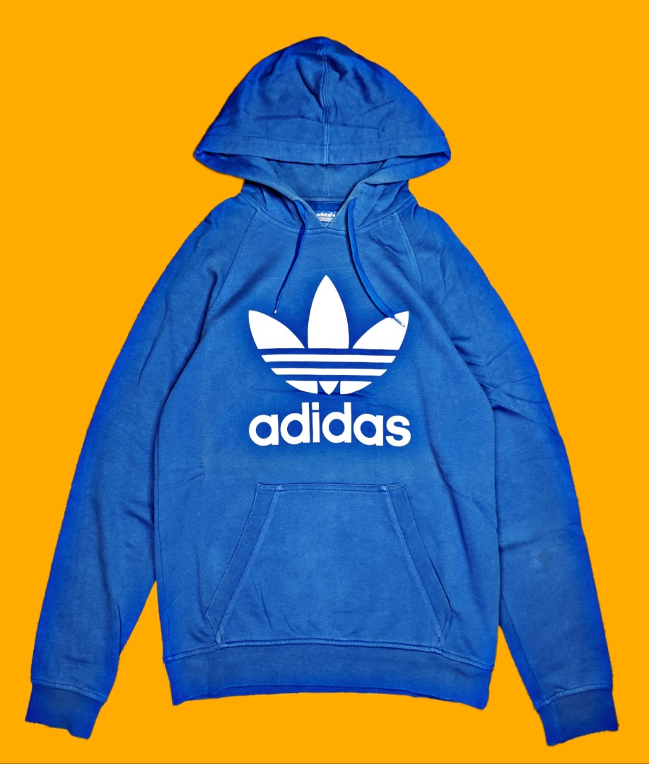 ADIDAS BLUE TREFOIL, Men's Fashion, Tops & Sets, Hoodies on Carousell