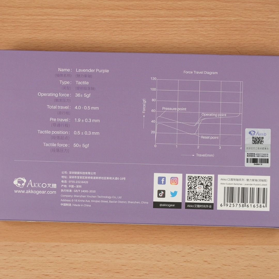 Akko CS Lavender Purple Tactile 50gf Mechanical Keyboard Switches 45 ...