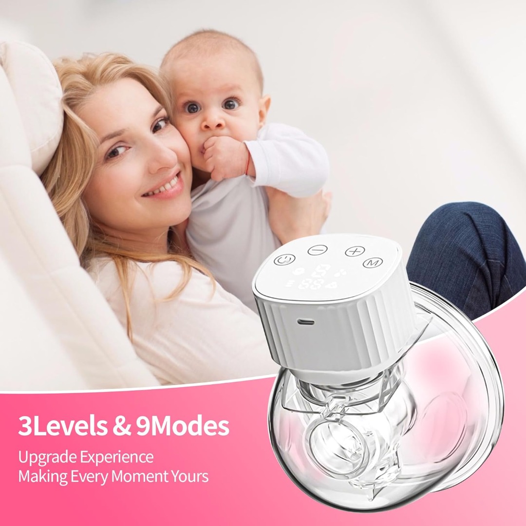 AL003 Wearable Breast Pump,Electric Hands-Free Breast Pump with 3 Modes & 9 Levels, LCD Display ...