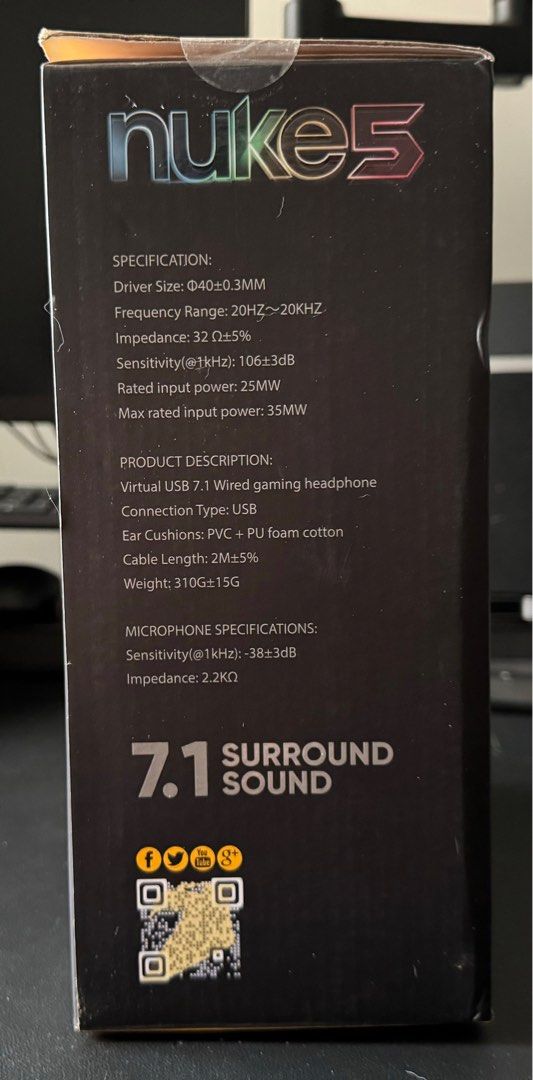 Armaggeddon Nuke 5 Surround Sound 7.1 Gaming Headphone | 40mm Large ...