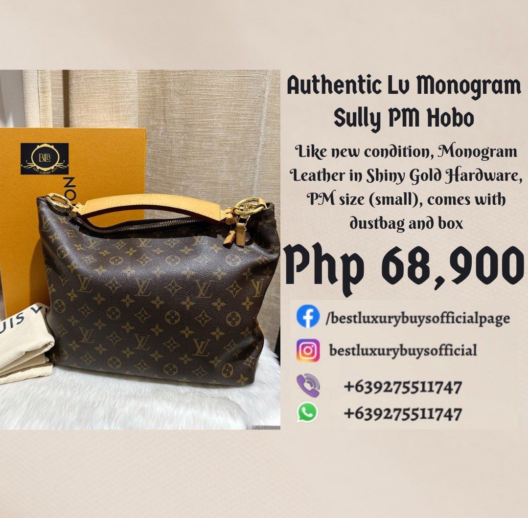 Authentic Louis Vuitton Lv Monogram Sully PM Hobo Bag, Luxury, Bags ...