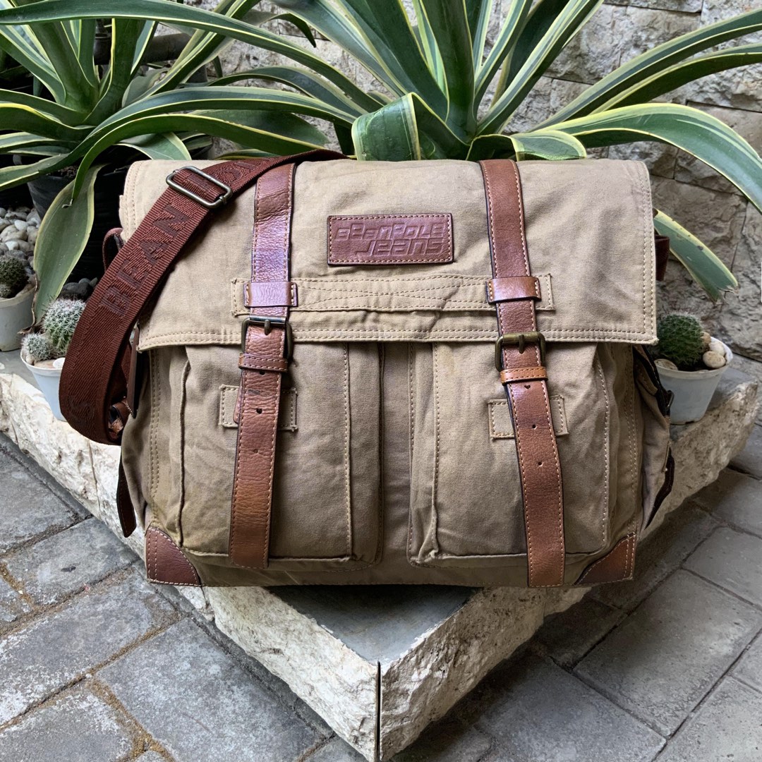 BEANPOLE JEANS RUGGED CANVAS LEATHER MESSENGER BAG X FILSON, Fesyen ...