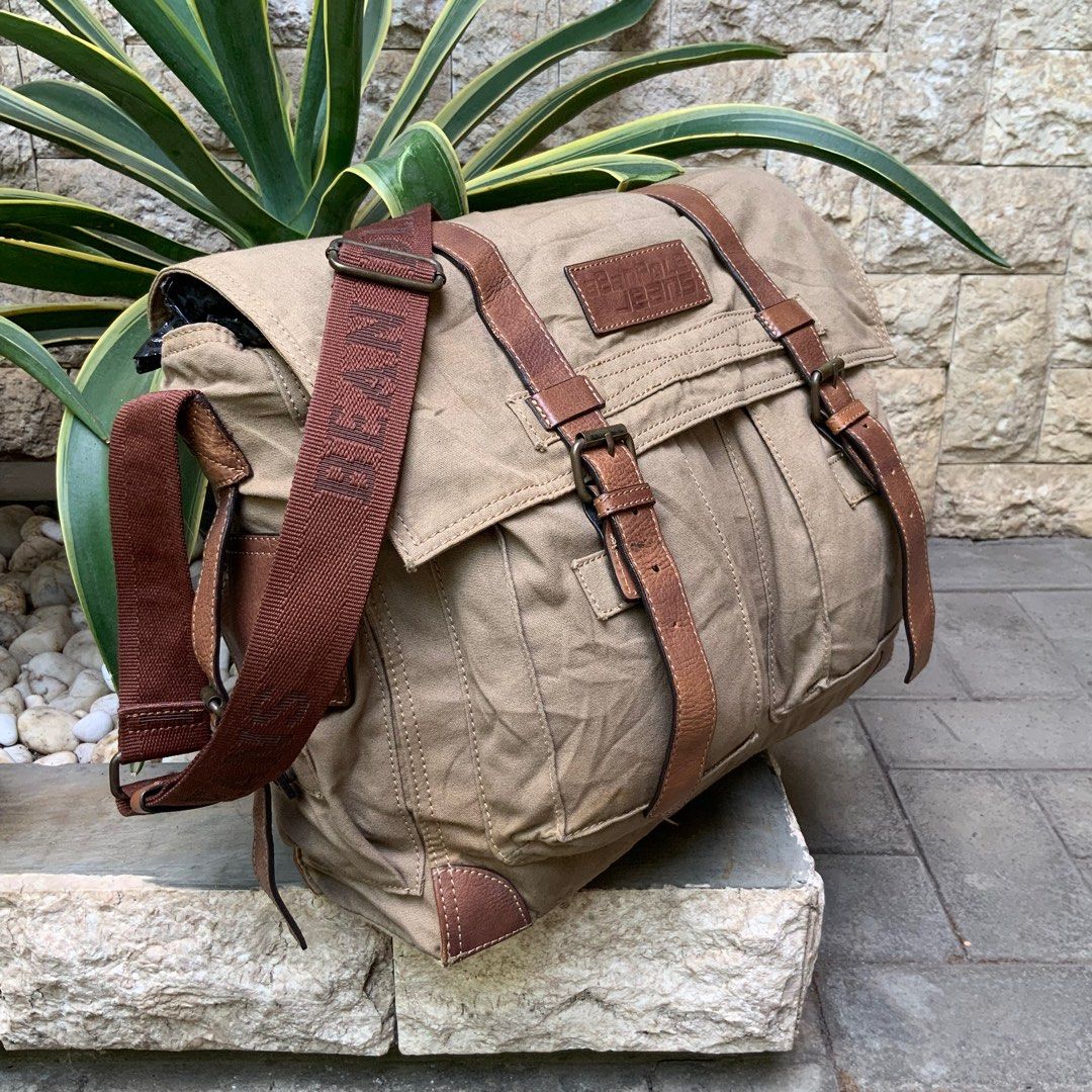 BEANPOLE JEANS RUGGED CANVAS LEATHER MESSENGER BAG X FILSON, Fesyen ...