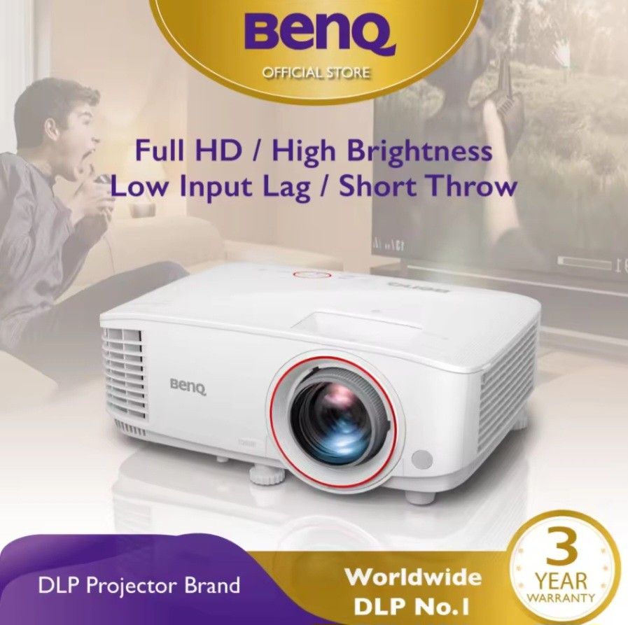 BenQ TH671ST DLP 3000lm 1080P Low Input Lag Short Throw Home Projector ...