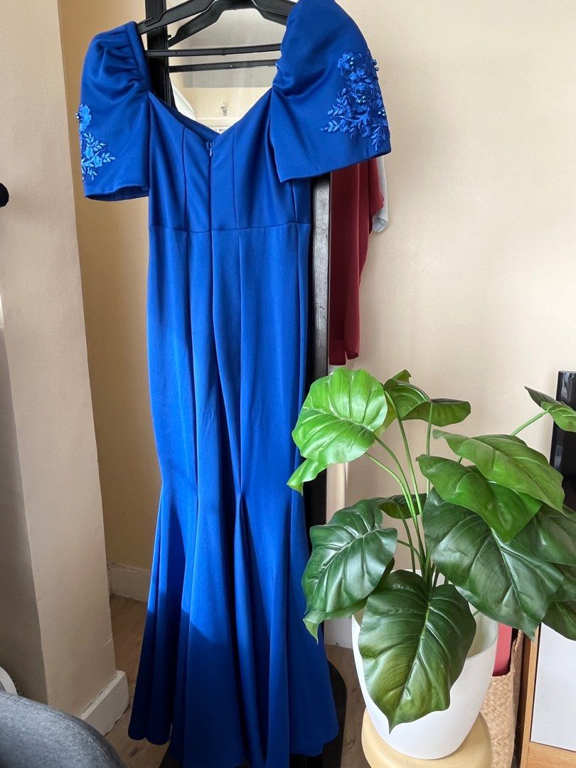 Blue Filipinana Long Gown, Women's Fashion, Dresses & Sets, Evening ...