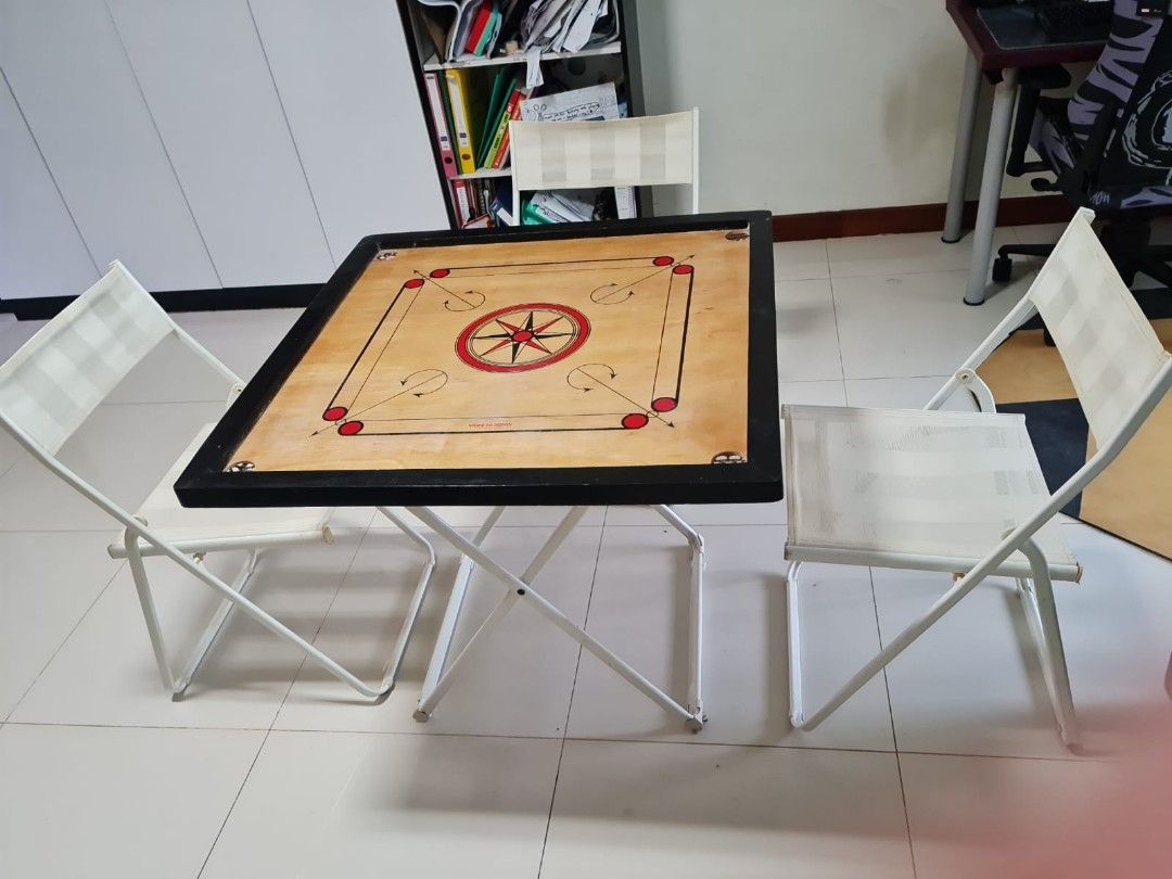 Carrom set includes a table and 3 chairs, Hobbies & Toys, Toys & Games ...