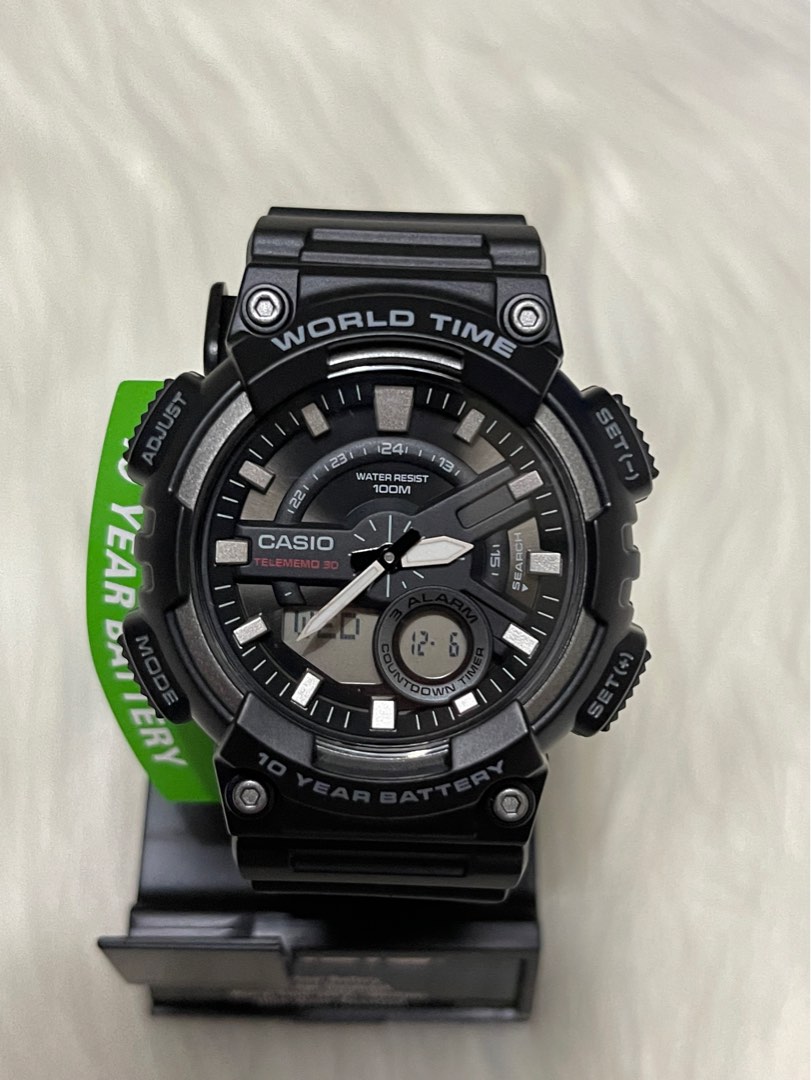 Casio Men's AEQ110W-1AV Analog and Digital Quartz Black Watch, Men's ...