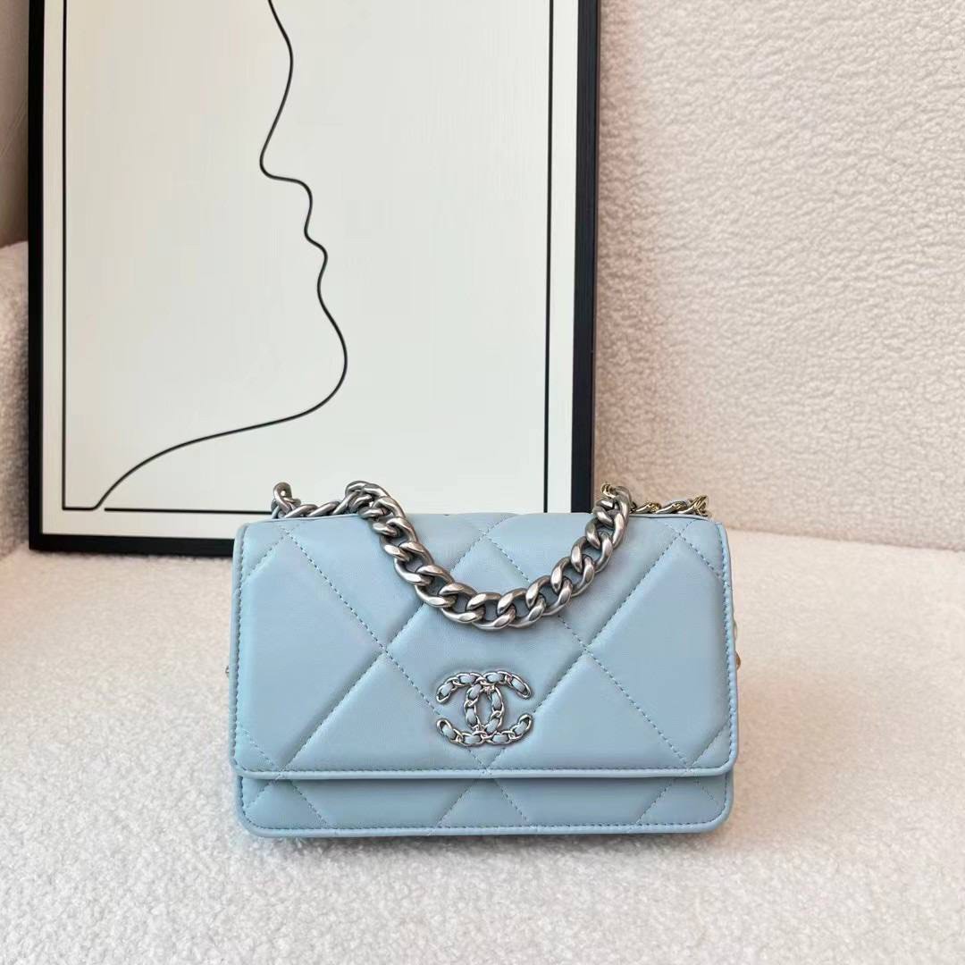 Chanel 19 Woc Baby Blue, Luxury, Bags & Wallets on Carousell