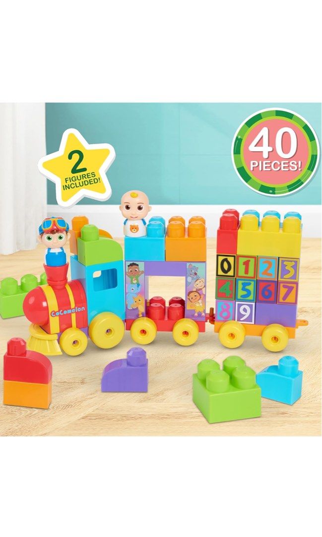 CoComelon lego stacking Train, 40 Piece Large Building Block Set, 兒童＆孕婦用品, 嬰兒玩具 - Carousell