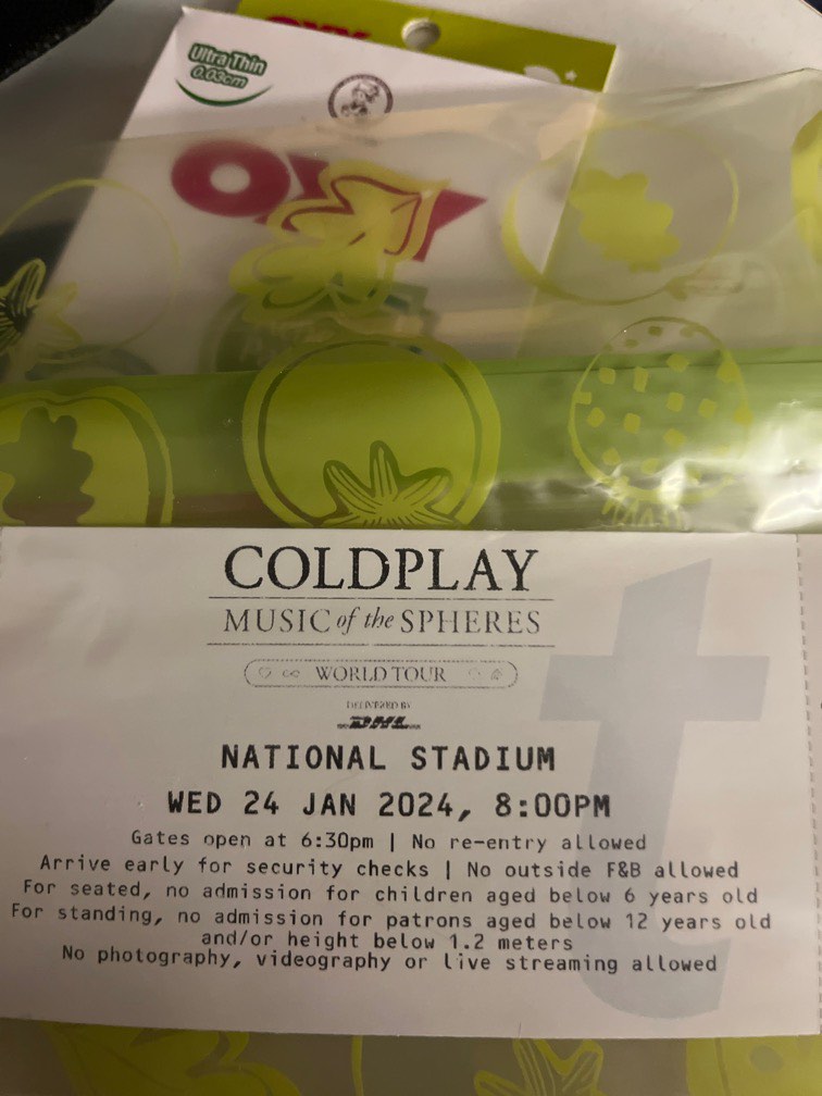 Coldplay concert ticket, Tickets & Vouchers, Event Tickets on Carousell