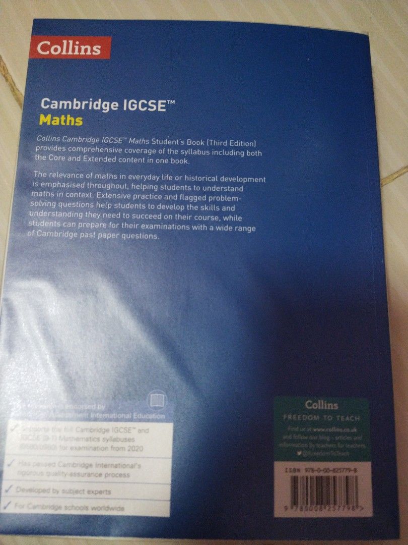 Collins Cambridge IGSCE MATHS STUDENTS BOOK, Hobbies & Toys, Books ... Collins Cambridge IGSCE MATHS STUDENTS BOOK, Hobbies & Toys, Books ...