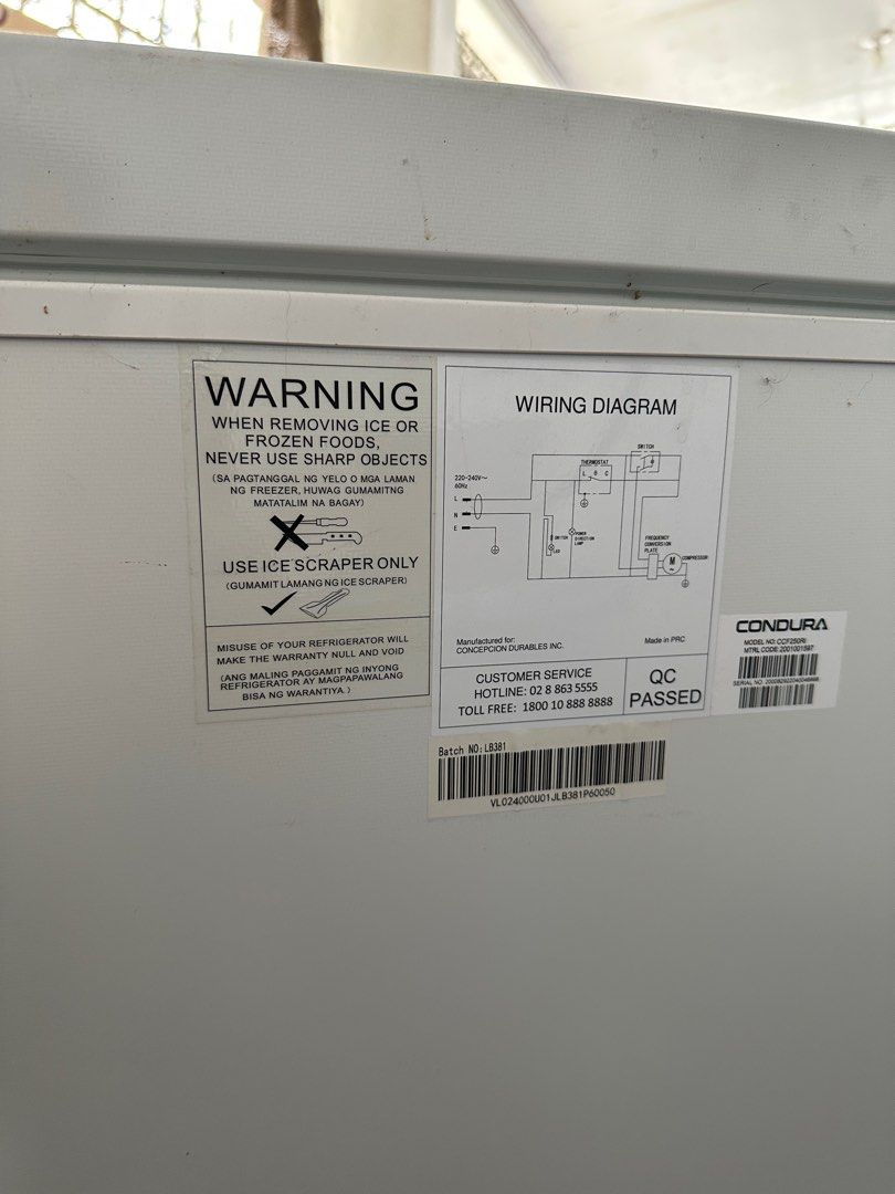 Condura Inverter Chest Freezer, TV & Home Appliances, Kitchen ...