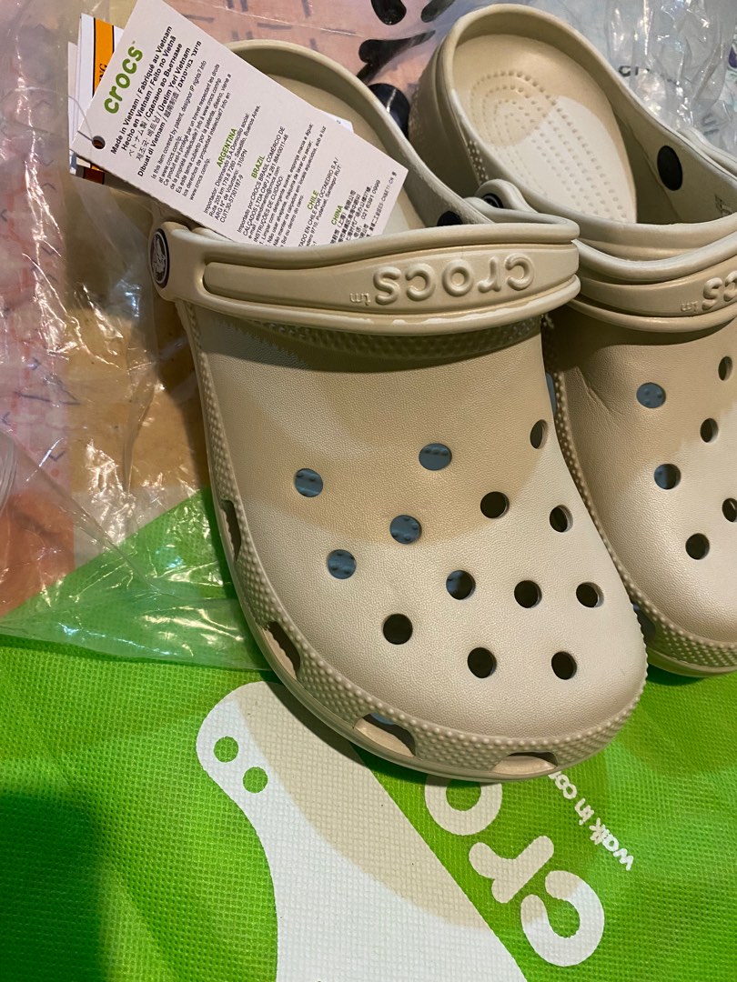 Crocs Classic Clog in Stucco, Women's Fashion, Footwear, Slippers and ...