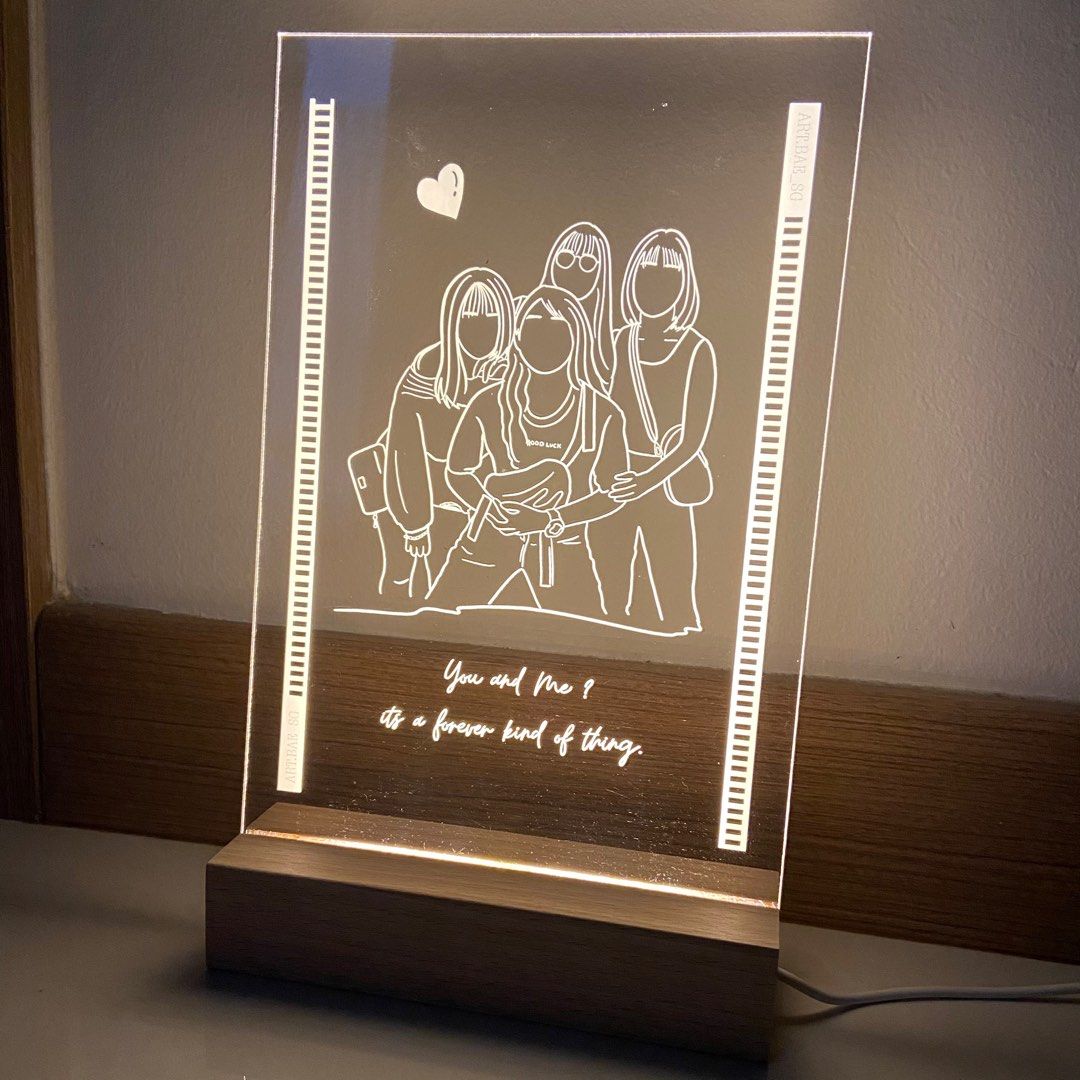 Customised lineart LED Acrylic, Hobbies & Toys, Stationery & Craft, Art & Prints on Carousell