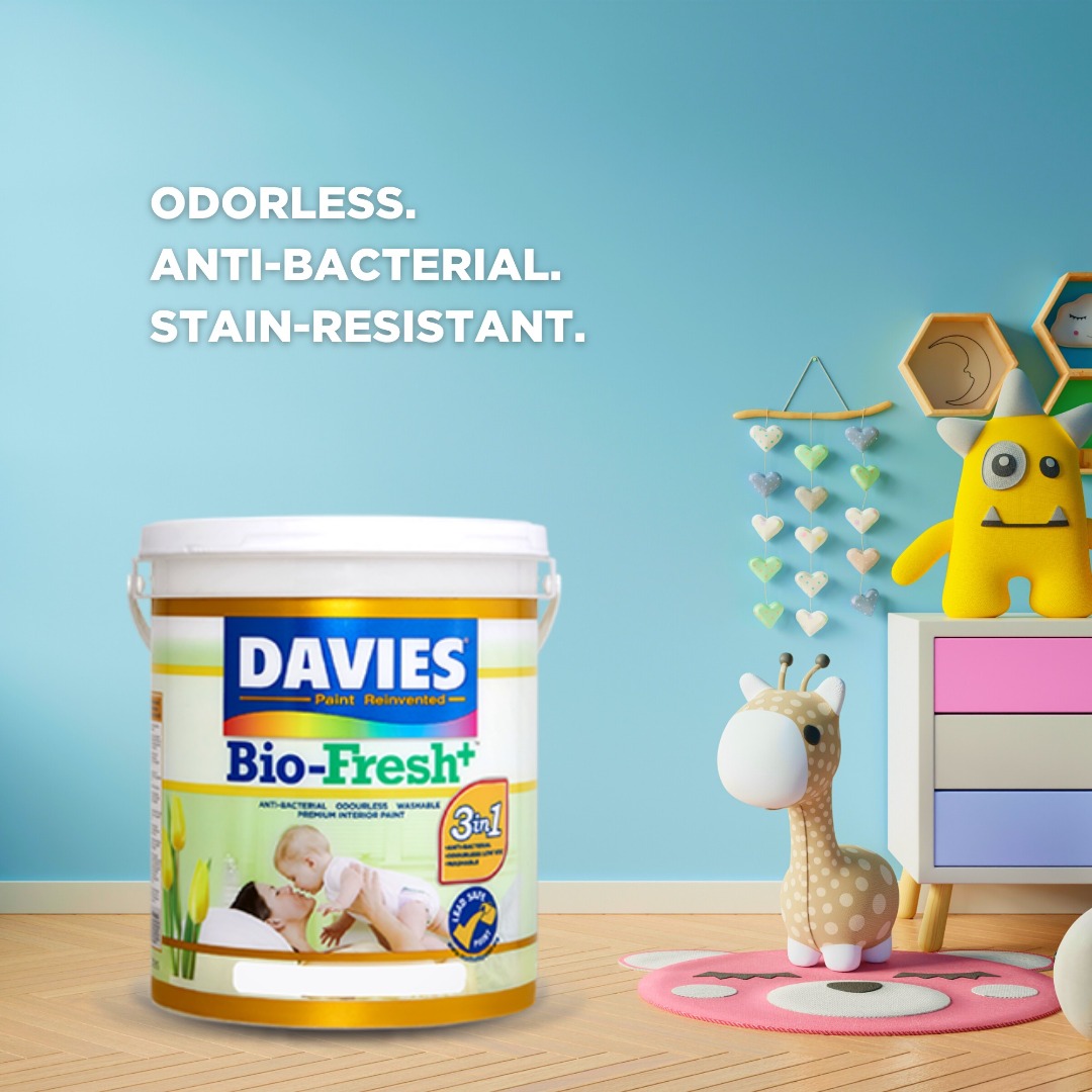 Davies Bio-Fresh Premium Interior Paint 3-in-1 Anti-Bacterial, Odorless ...
